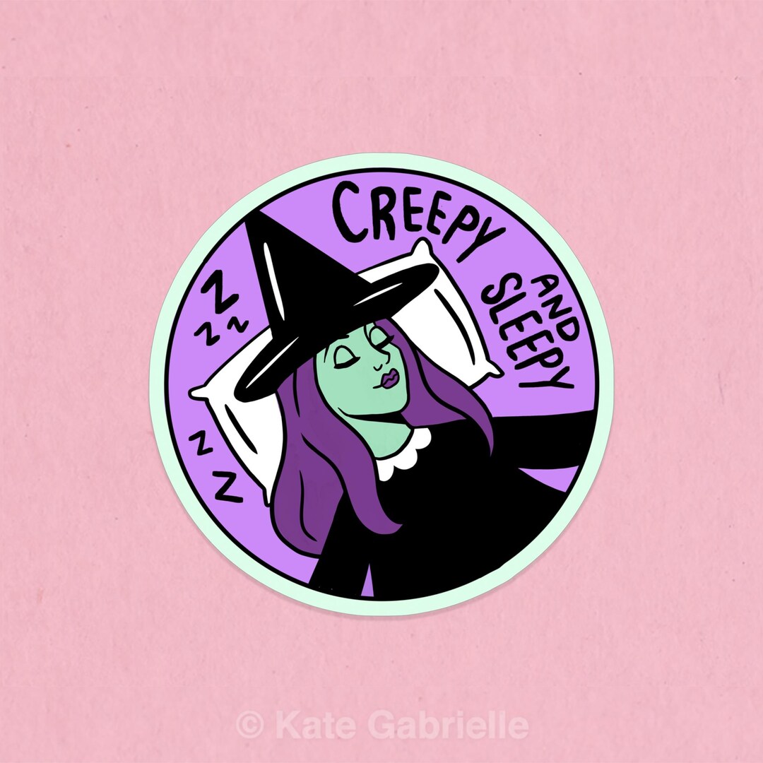 Creepy and Sleepy Exhausted Witch Sticker - Etsy