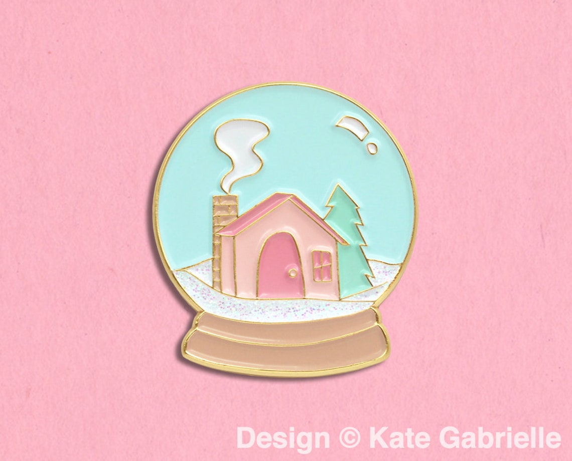 Snow Globe Pastel Winter Christmas Enamel Lapel Pin / Buy 3 - Etsy
