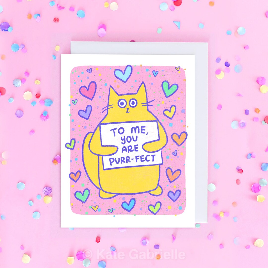 Love Actually Inspired Colorful Cat Valentine's Day or Anniversary Card ...