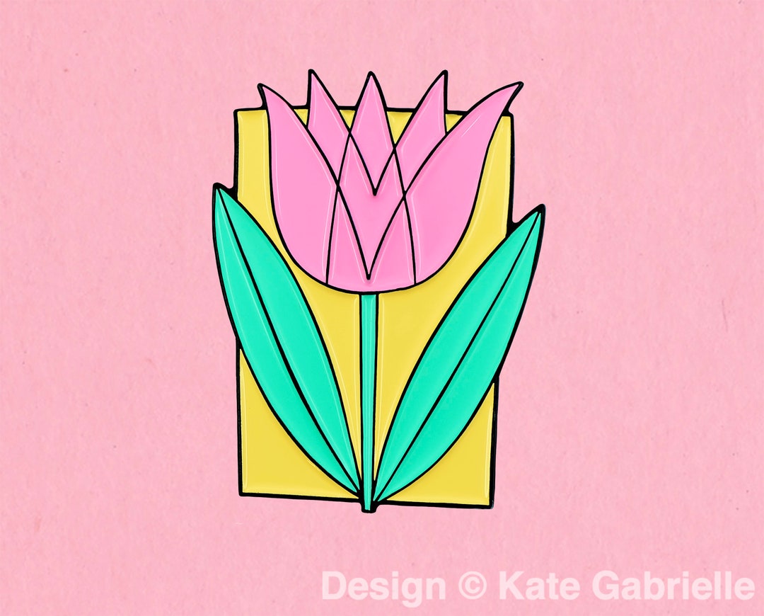 Retro Tulip Enamel Lapel Pin / Buy 3 Pins Get 1 Free With Code ...