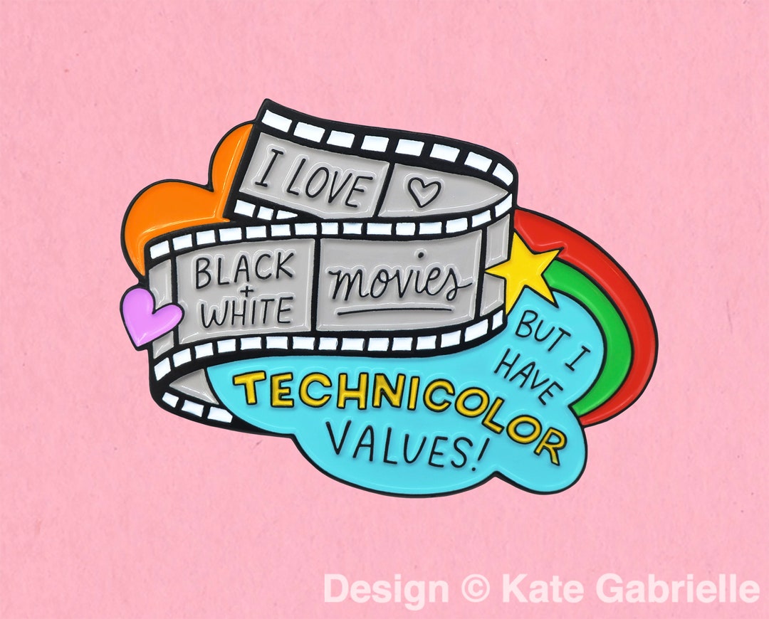 Black and White Movies, Technicolor Values Enamel Lapel Pin - Etsy