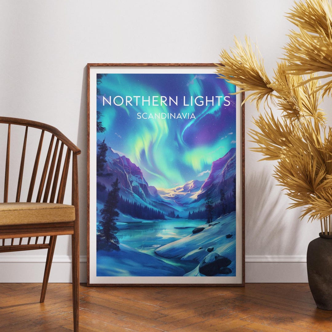 Northern Lights Travel Print - Europe, Europe Poster, Northern Lights ...