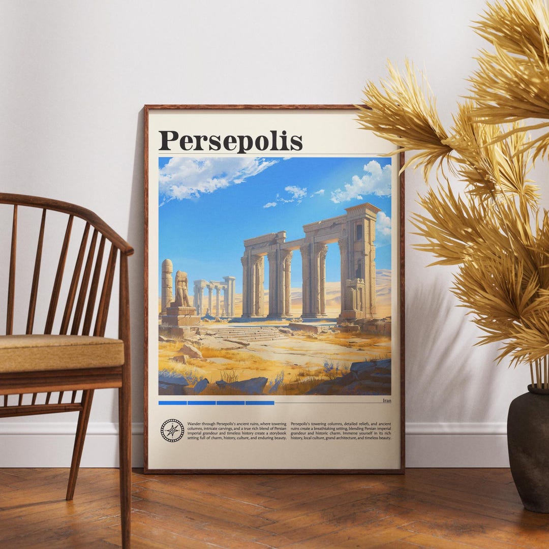 Persepolis Travel Poster - Iran Wall Art Print, Illustration Poster ...