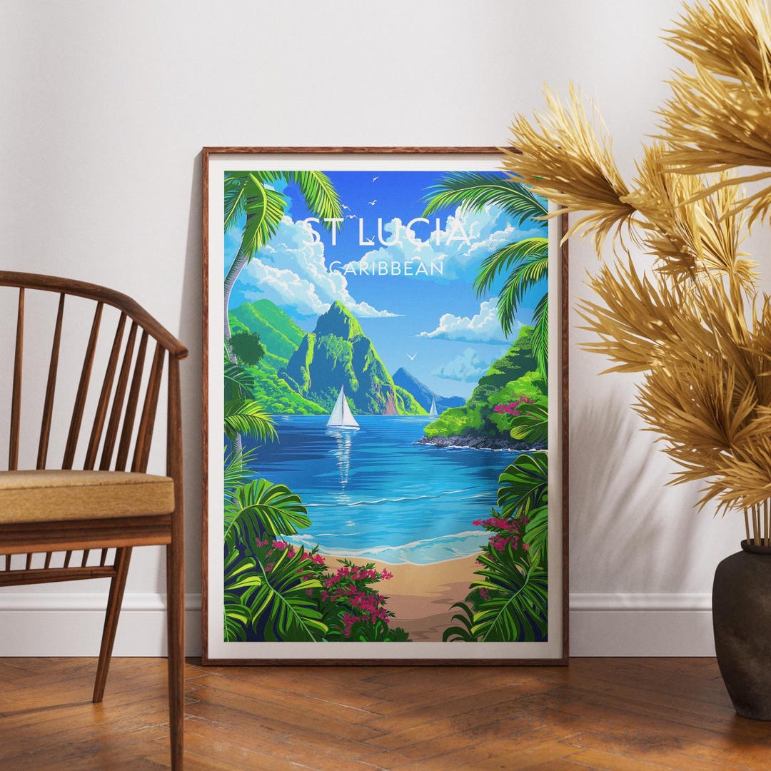St Lucia Travel Print - Caribbean, St Lucia Poster, Caribbean Poster ...