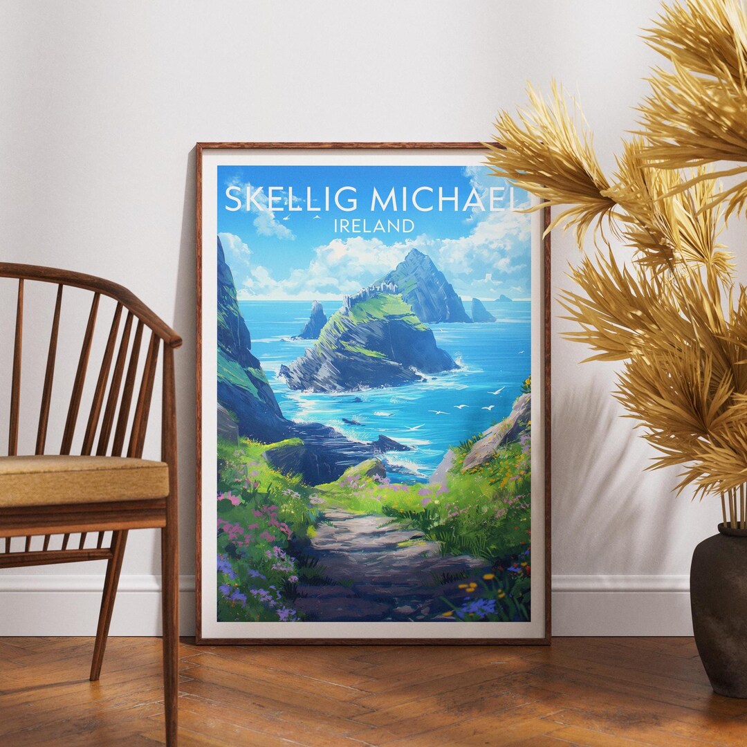 Skellig Michael Travel Print - Northern Ireland, Skellig Michael Poster ...