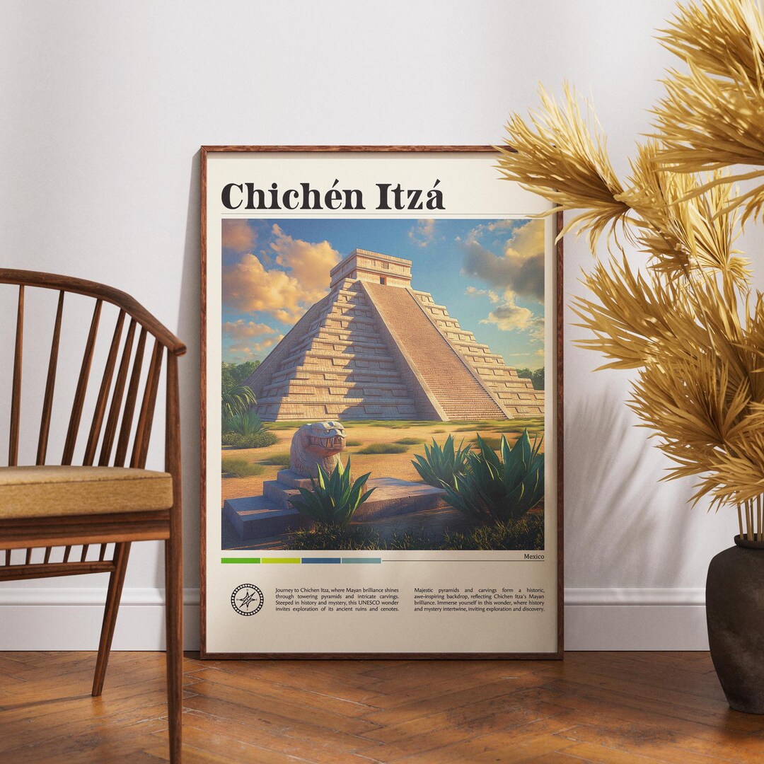 Chichen Itza Travel Print, Wall Art Chichen Itza, Wall Hanging Home ...