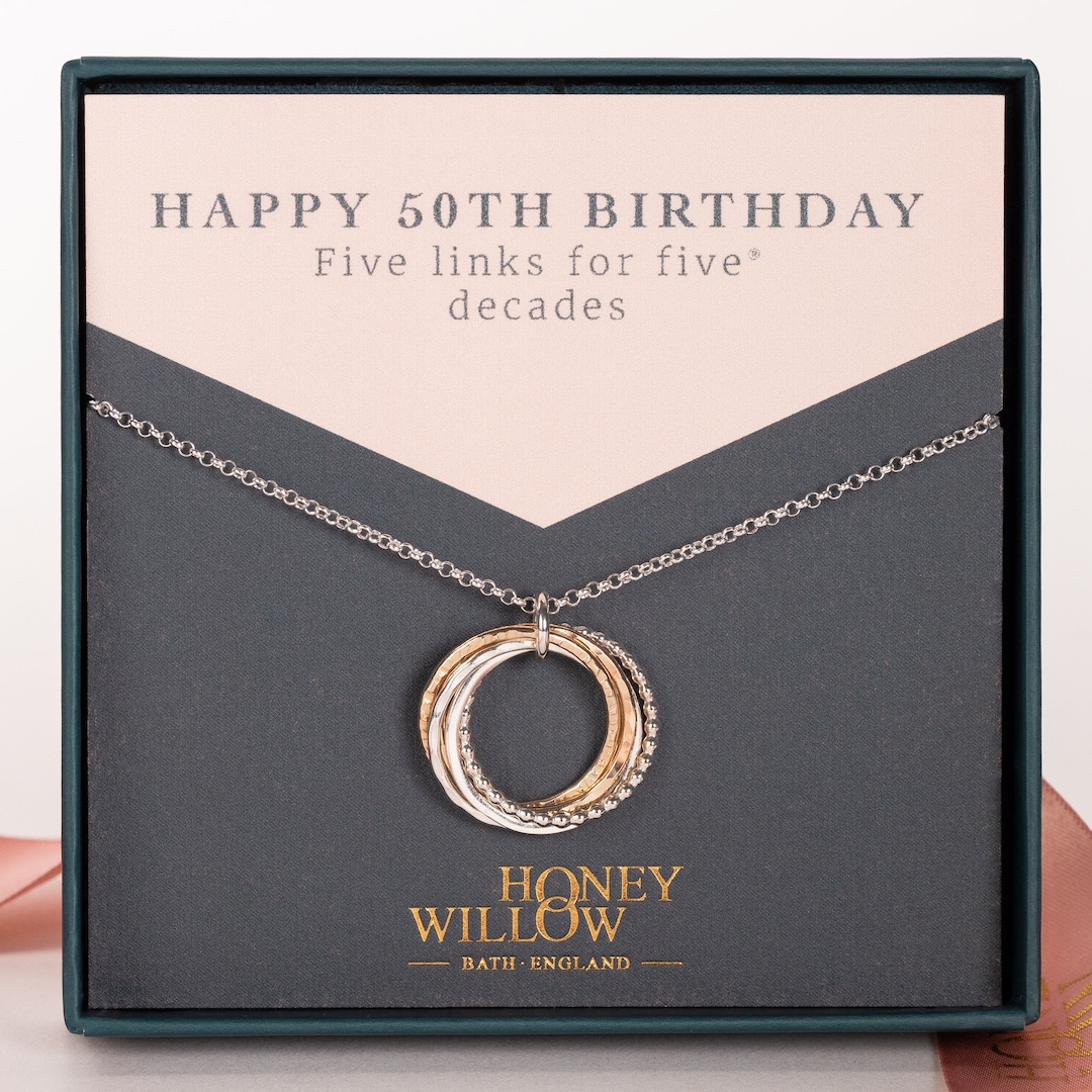 50th Birthday Necklace - Silver & Gold - 50th Birthday Gift - the ...