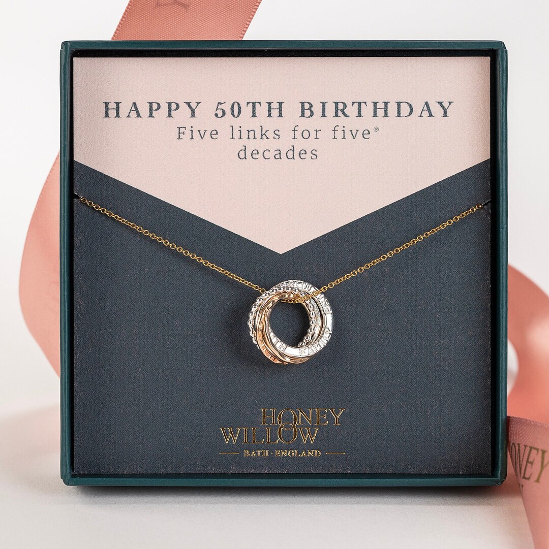 Personalised 50th Birthday Necklace - Petite Silver & Gold - 50th ...