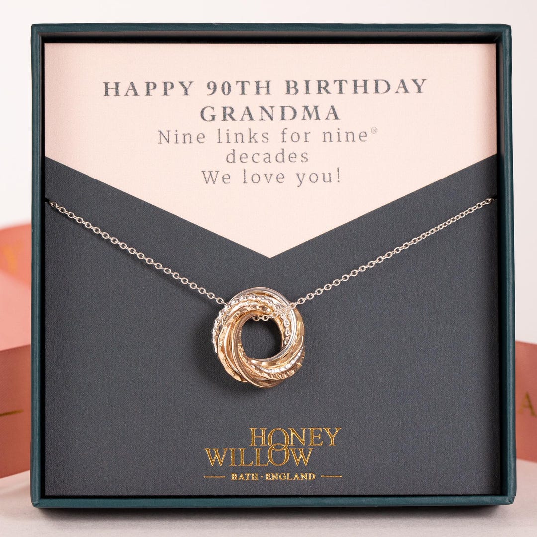 90th Birthday Necklace - Petite Silver & Gold - the Original 9 Links ...