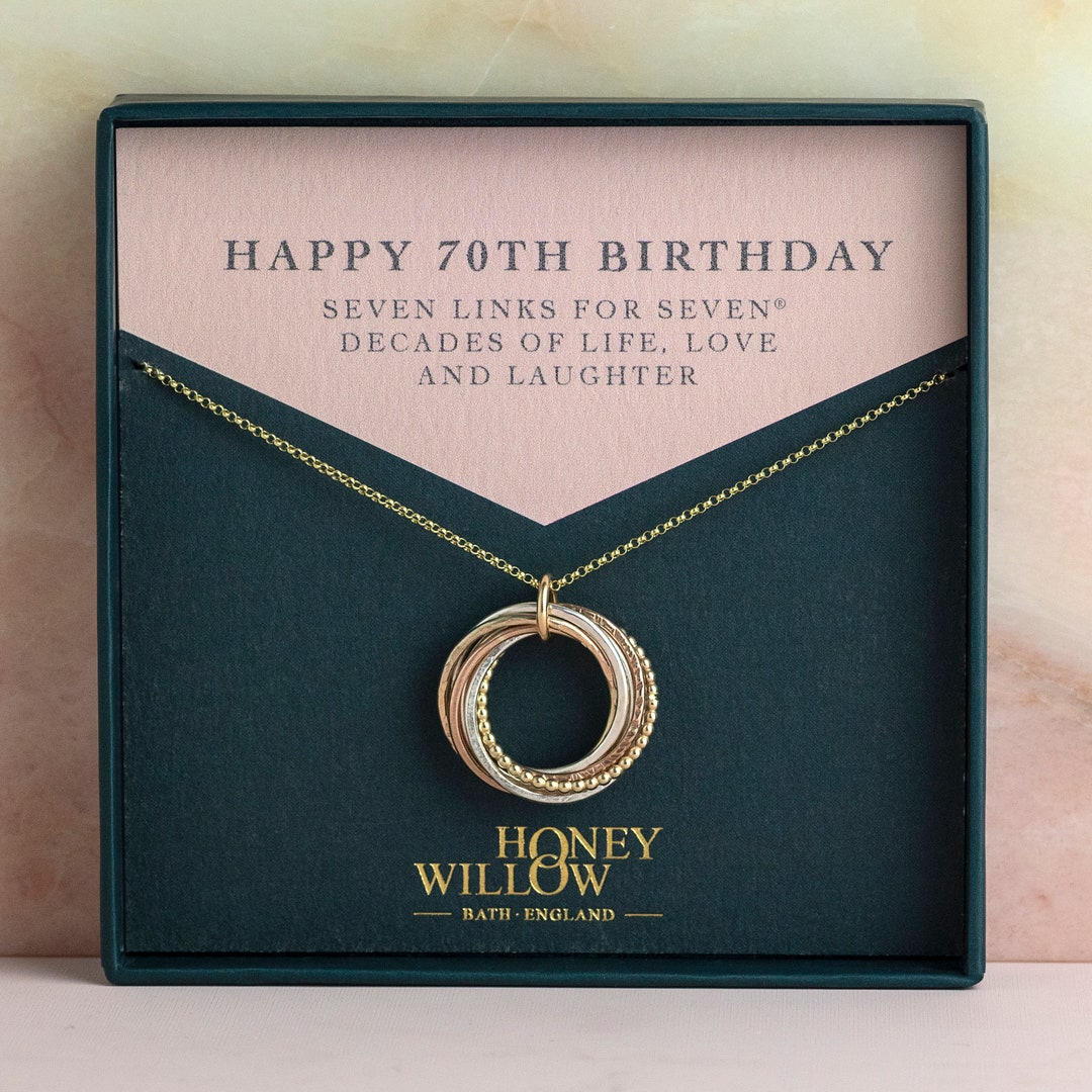 9kt Gold 70th Birthday Necklace, Rose Gold, Gold and Silver, the ...