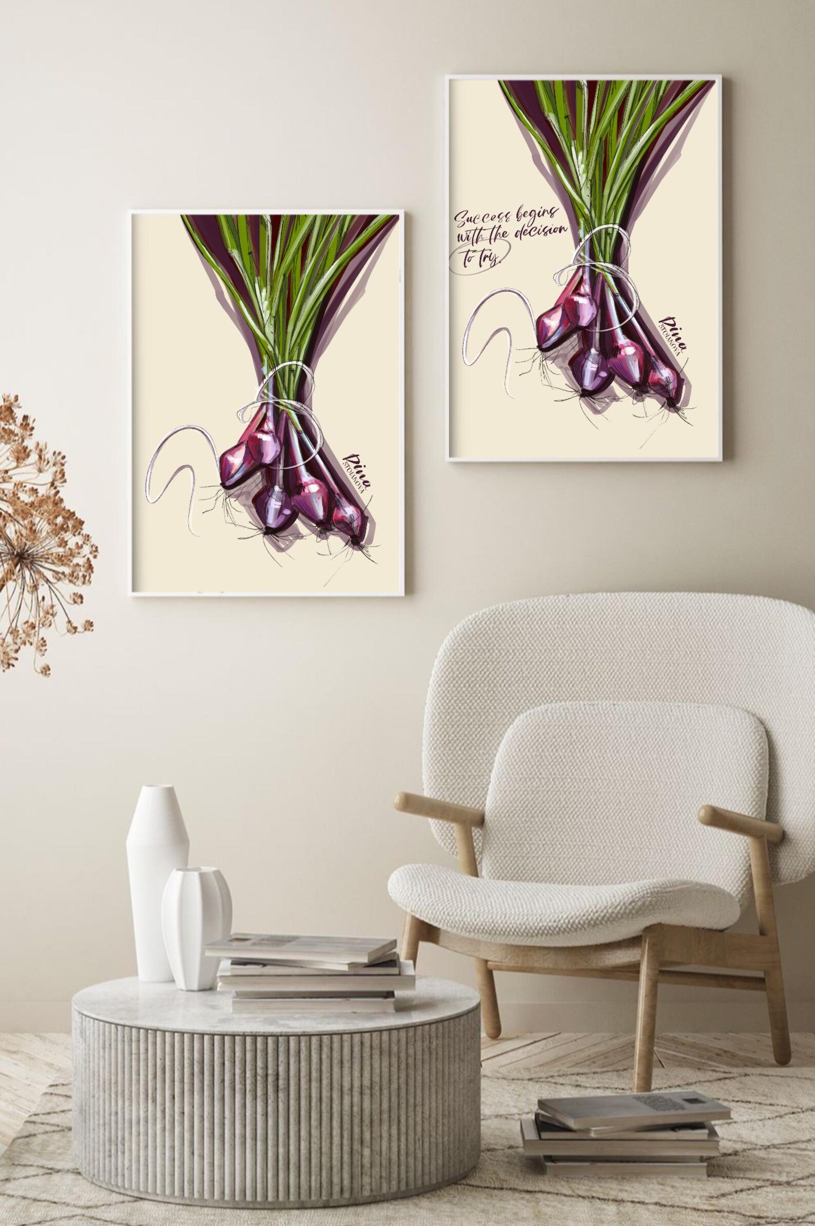 Purple Onion Wall Art Print, Modern Vegetable Poster With Quote, Green ...