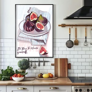 Fig Wall Art Print, Modern Fruit Illustration, Bright Fig Poster With ...