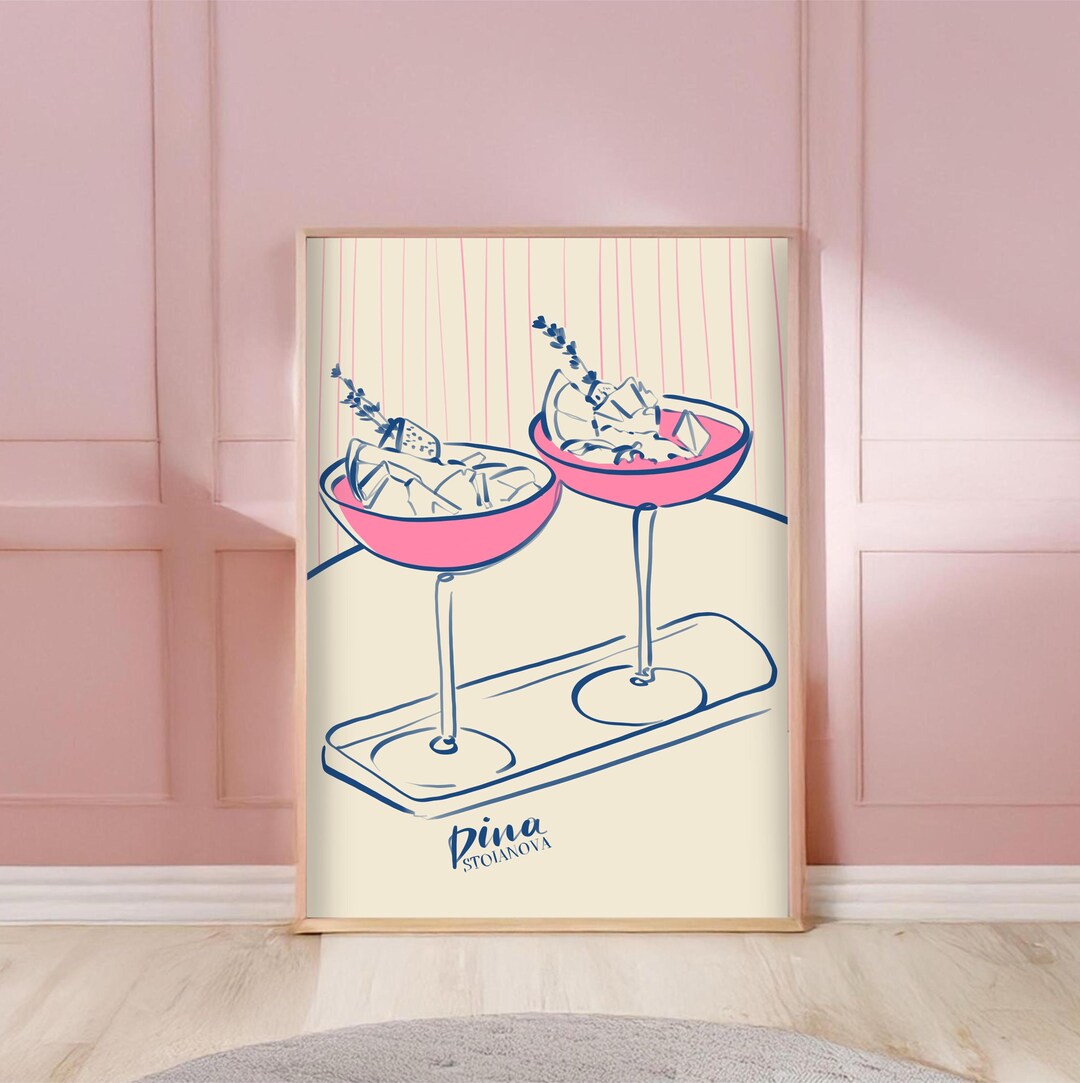 Elegant Cocktail Line Art Print, Minimalist Drink Poster, One Line Art ...