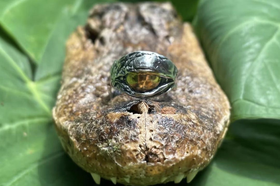 The Sobek Ring // REAL Hand Casted Alligator Eye - Etsy