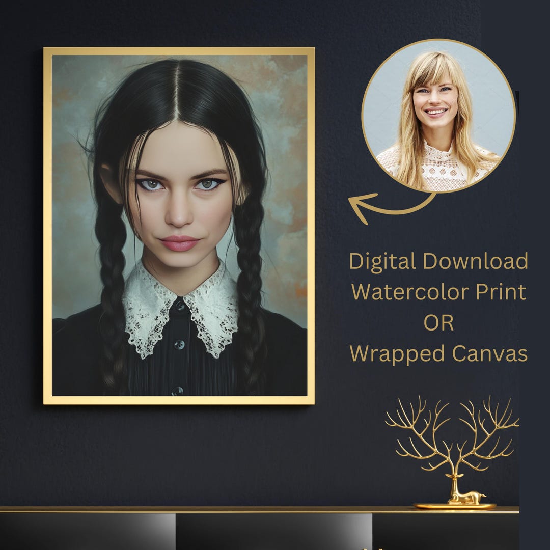 Custom Portrait Wednesday Addams Fandom Art Wall Art Print, Dark ...