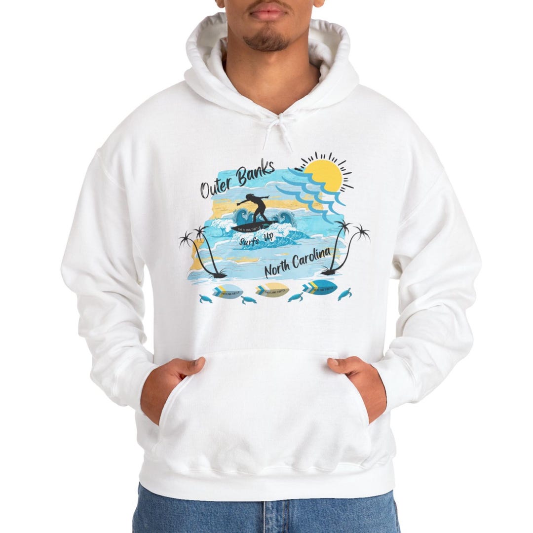 OBX Surfs up the Flying Turtle Unisex Hooded Sweatshirt, Outer Banks ...