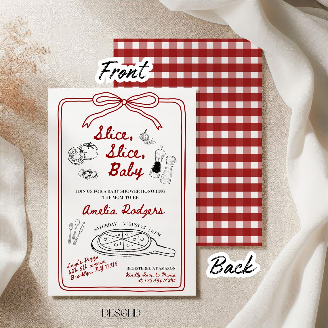 Editable Pizza Theme Baby Shower Invite Template, Hand Drawn Italy ...