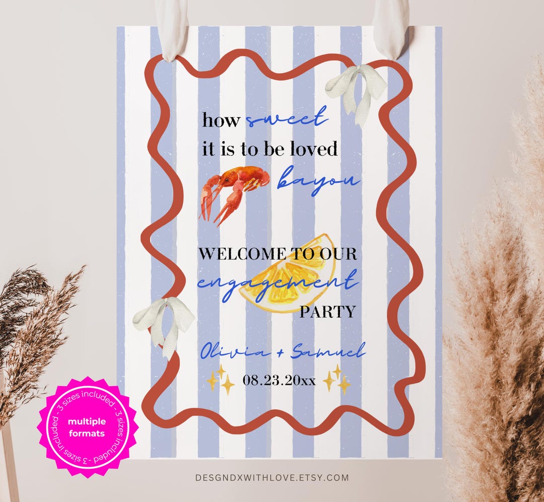 Editable Crawfish Boil Welcome Sign Template for Engagement Wedding ...