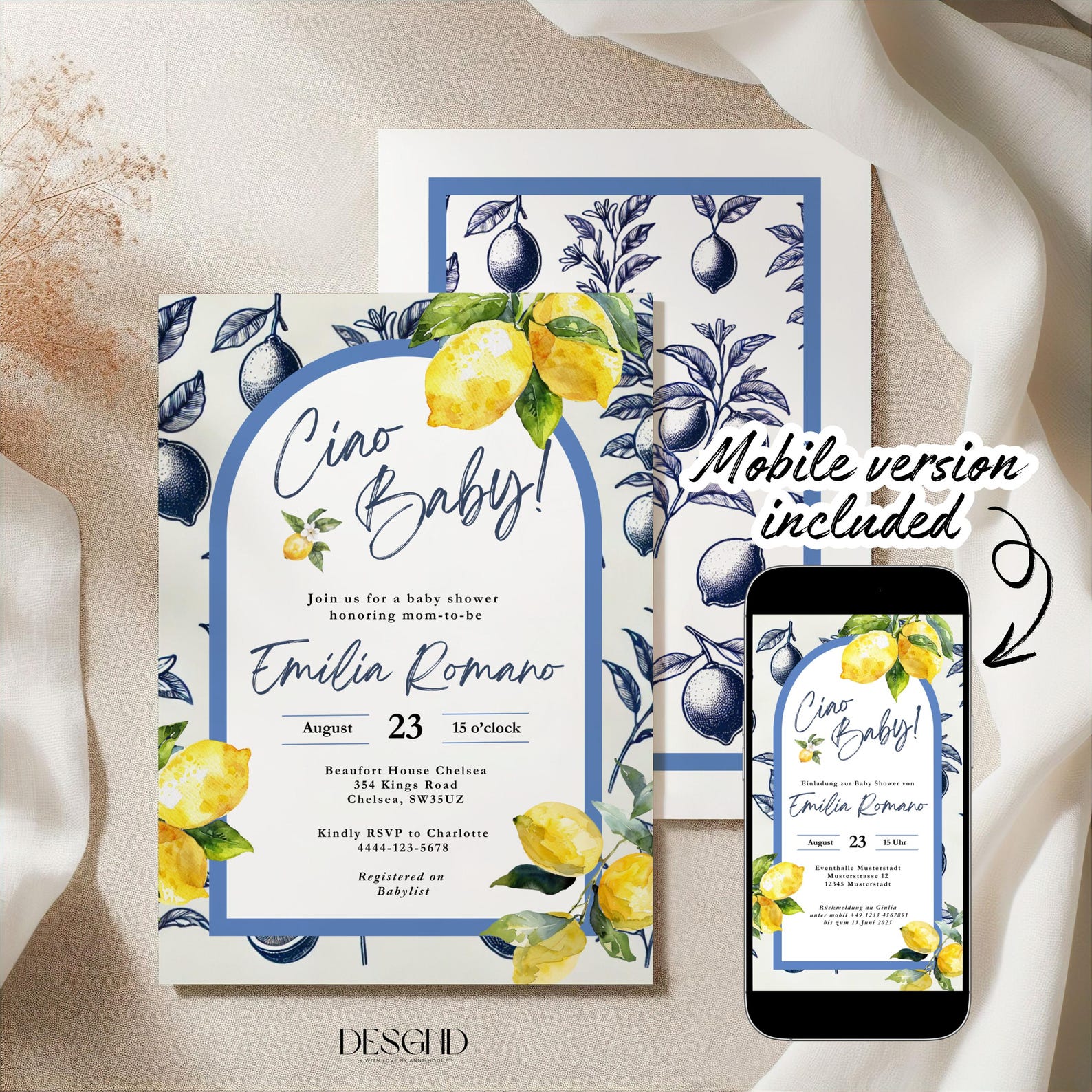 Italian Themed Baby Shower Invitation Template Editable. Amalfi Sicily ...