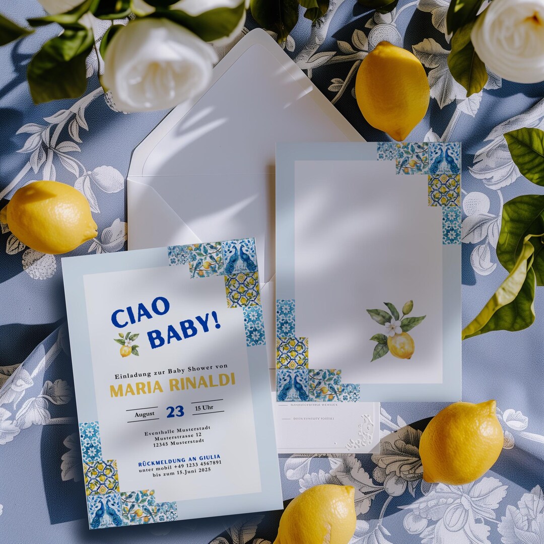 Italian Themed Baby Shower Invitation Template Editable. Amalfi Sicily ...