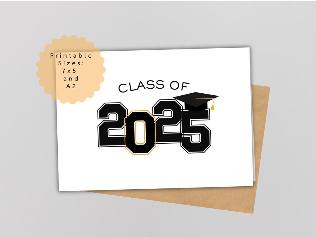 Printable Class of 2025 Graduation Card With Hat and Tassel - Etsy