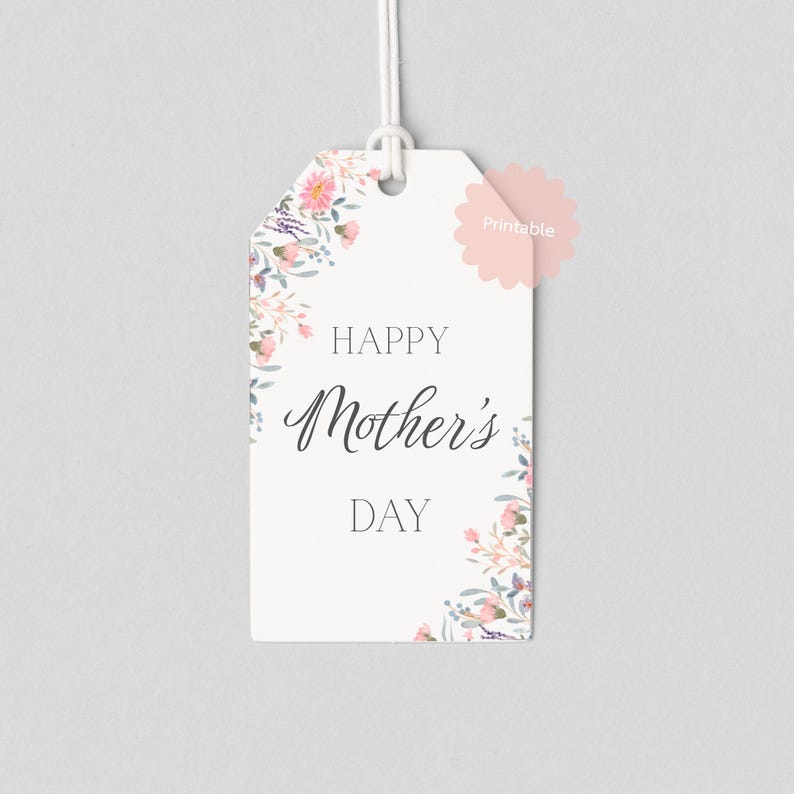 Printable Floral Mother's Day Gift Tags | Elegant Happy Mothers Day - Etsy