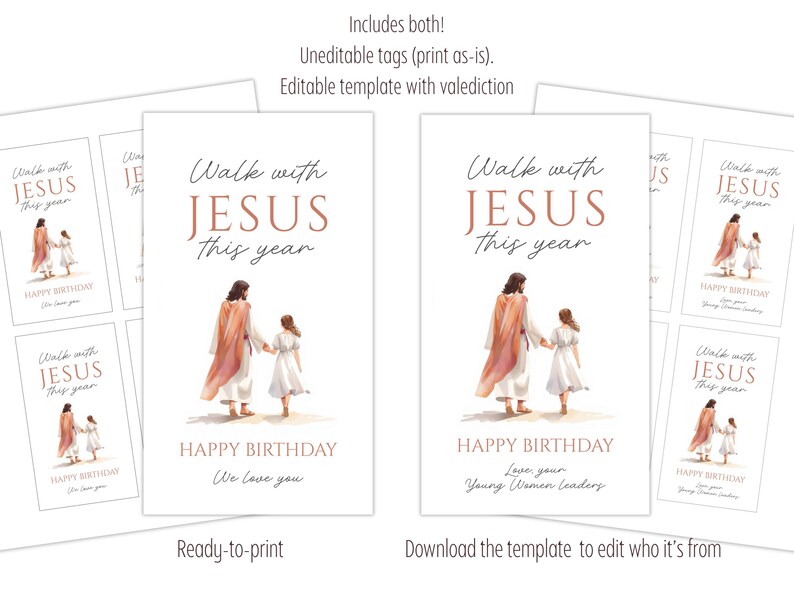 Printable Walk With Jesus Birthday Tags | Walk With Me Youth Theme 2026 ...
