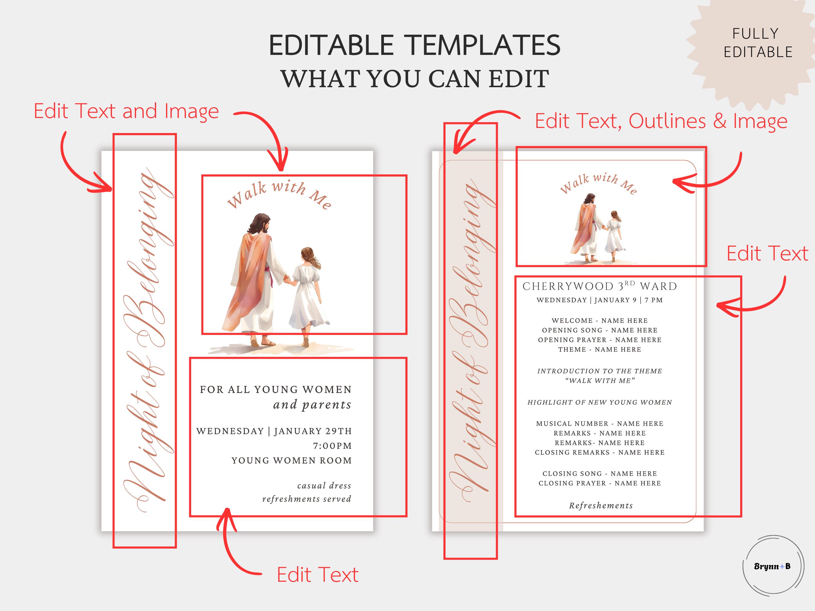 Young Women Youth Meeting Invitation and Program Editable Templates ...