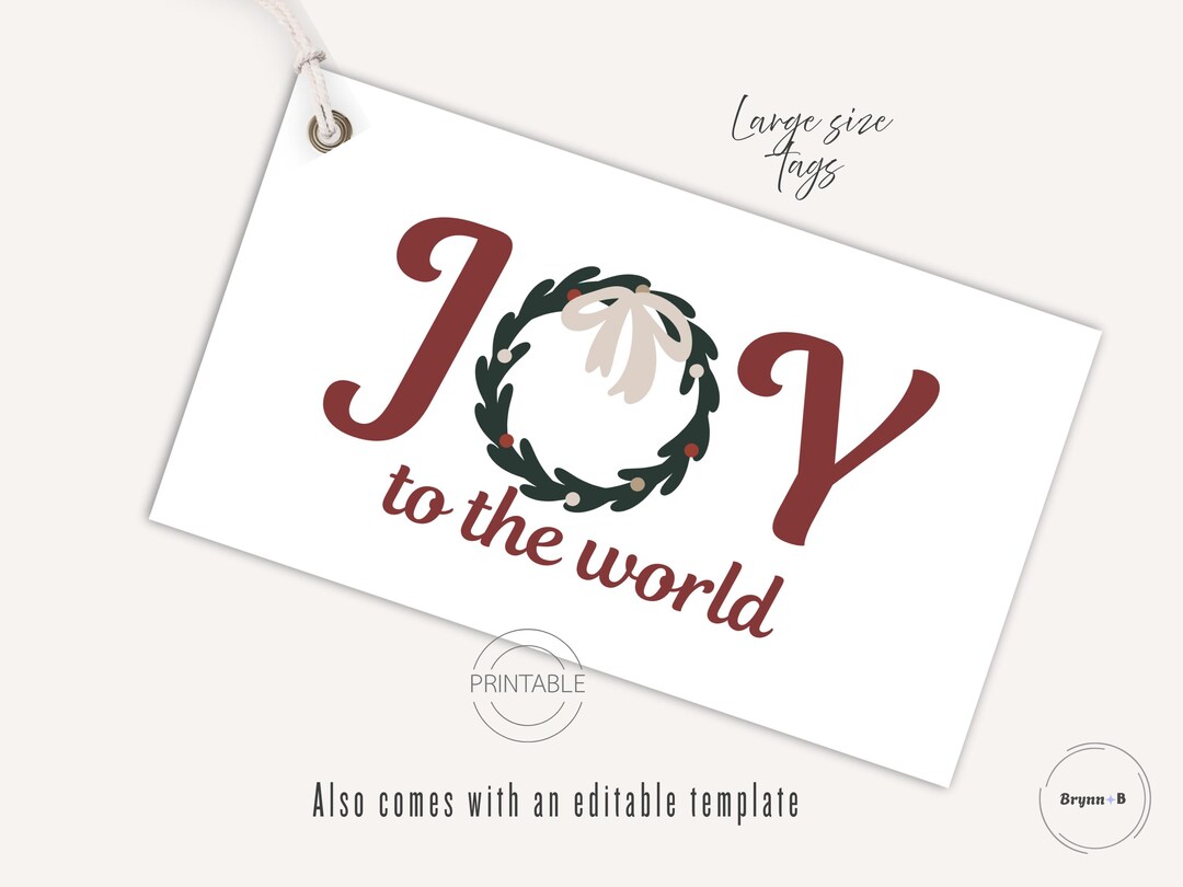 Printable Joy to the World Large Christmas Gift Tags | Christian ...