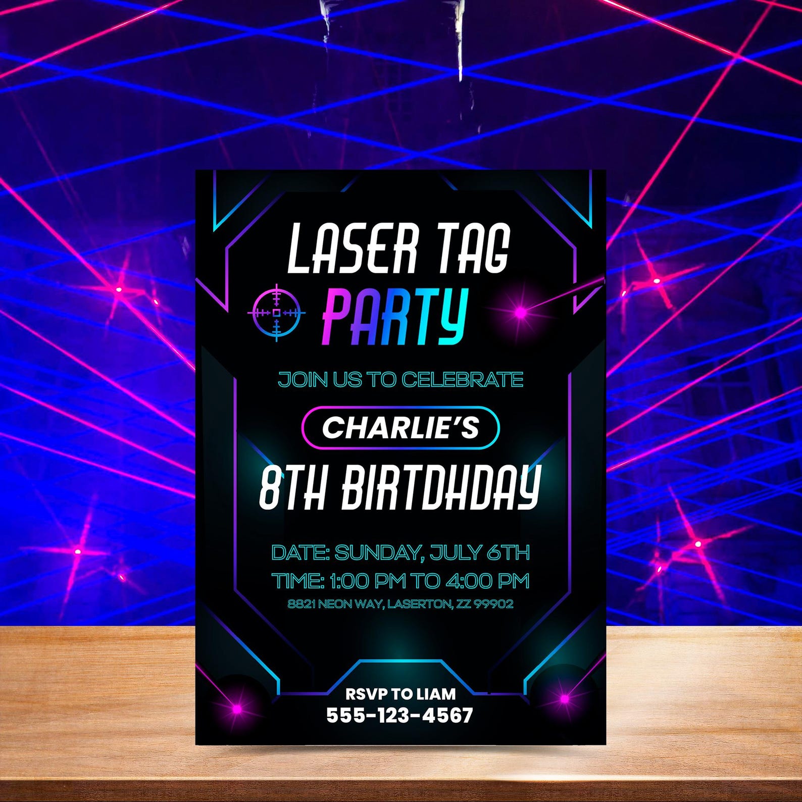 Editable Laser Tag Party Invitation – Glow-in-the-dark Arena Theme - Etsy