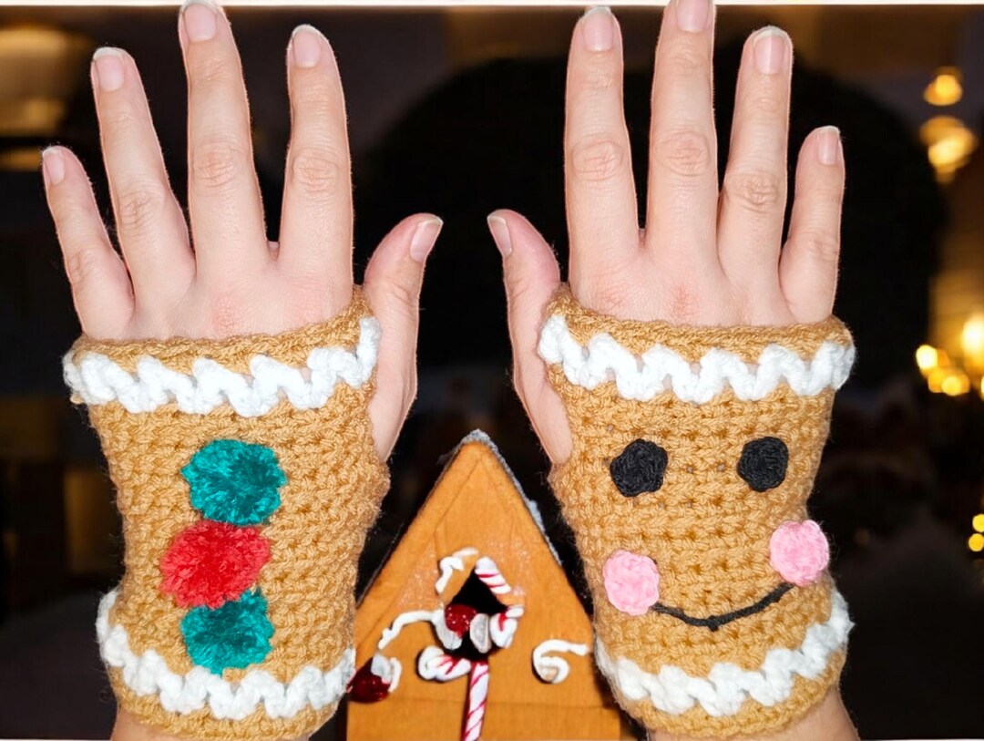 Gingerbread Man Fingerless Gloves - Etsy