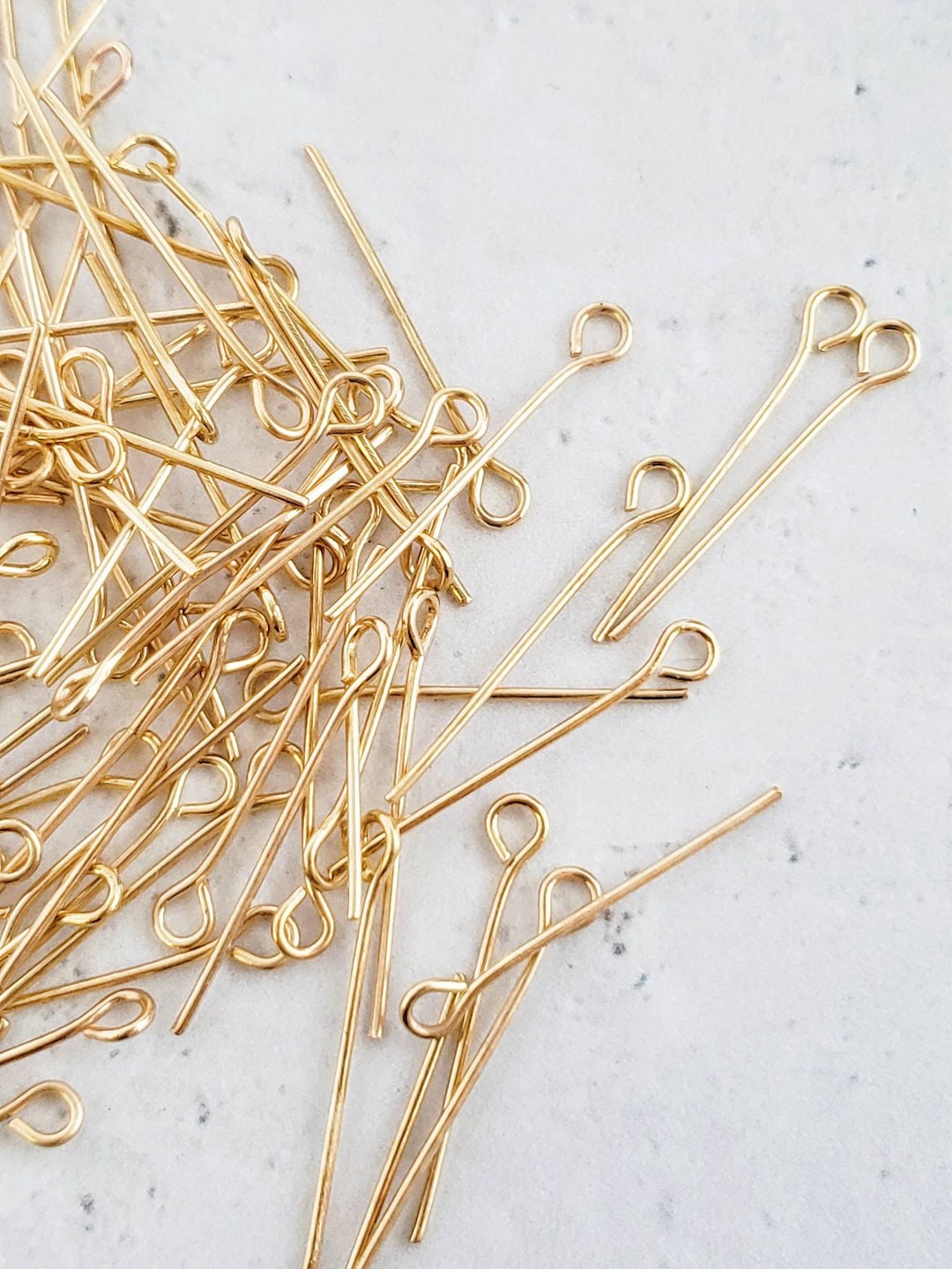 100pcs Gold Plated Eye Pins, 20 Gauge Short Eye Pins, 22mm Plated Pins ...