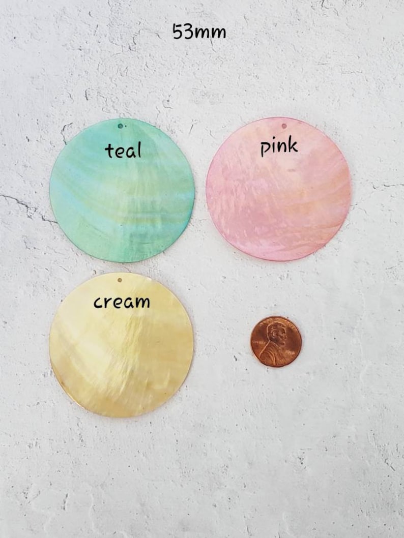 Natural Shell Disc Pendant Large Round Dyed Mother of Pearl - Etsy