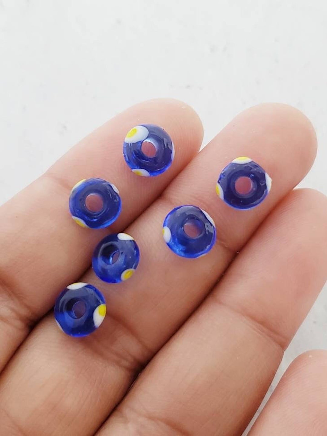 6pcs Vintage Glass Donut Beads 8x3mm India Glass Lampwork Spacer Beads