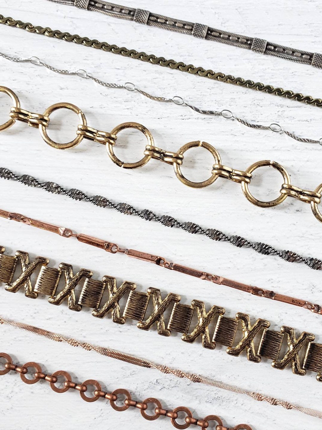 10 Strands of Mixed Chain Lot, Bulk Costume Jewelry Chain Lot, Choose ...
