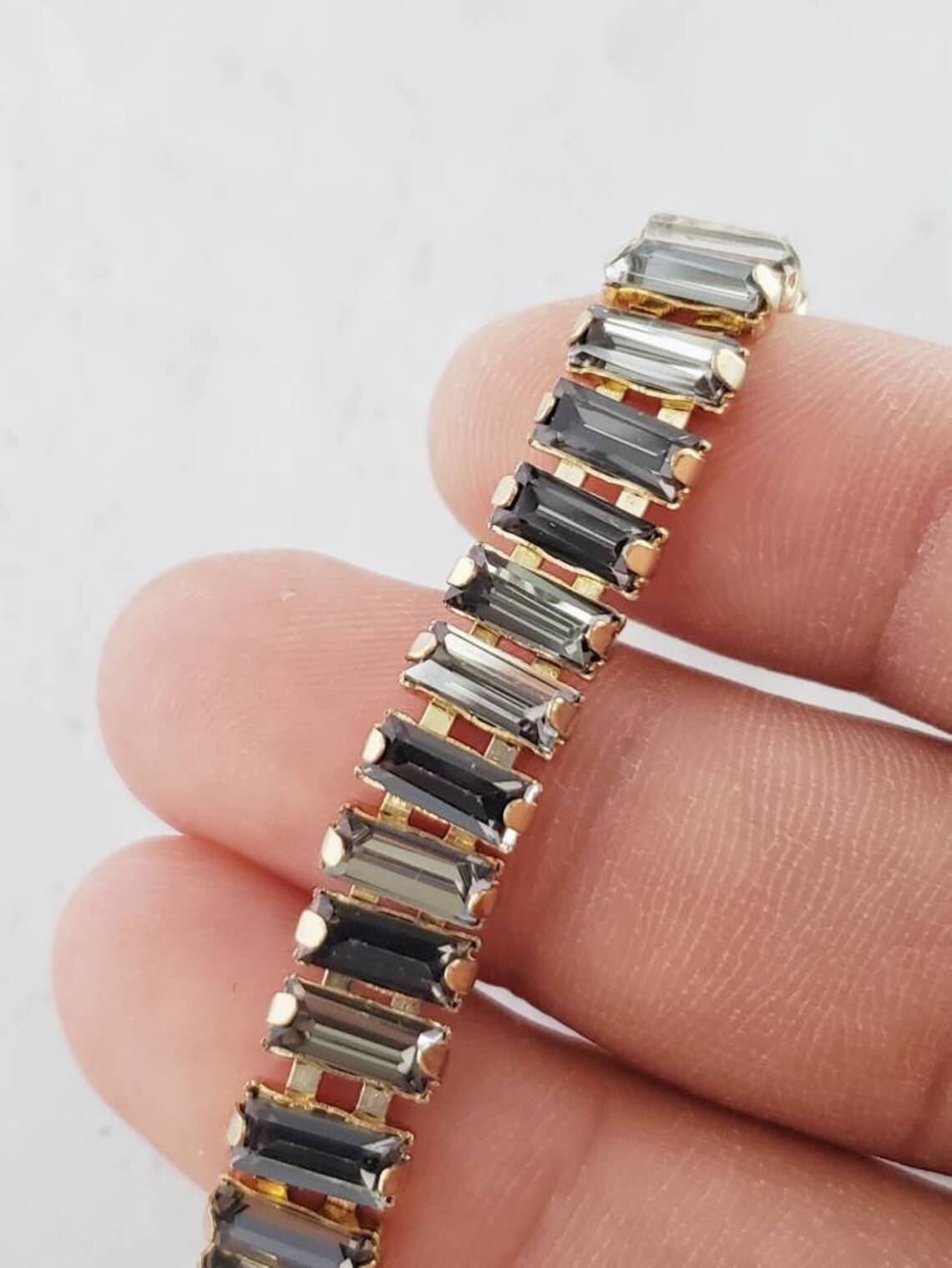 6 Baguette Rhinestone Chain Black Diamond Baguette - Etsy