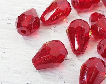 Red Teardrop Beads | Etsy