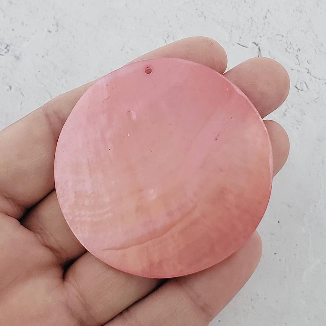 Natural Shell Disc Pendant, Large Round Dyed Mother of Pearl Disc Charm ...
