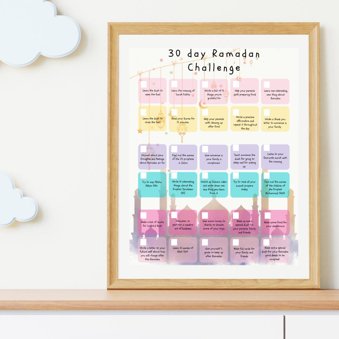 30-day Ramadan Challenge for Kids – Islamic Digital Poster | Fun ...