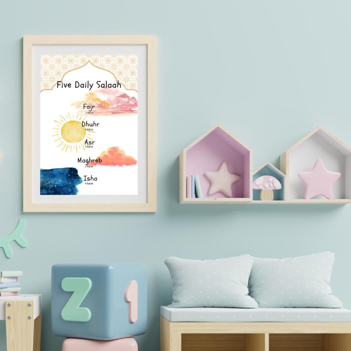 Five Daily Salah Poster | Islamic Kids Prayer Guide | Muslim Children's ...