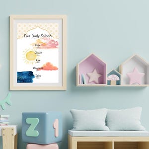 Five Daily Salah Poster | Islamic Kids Prayer Guide | Muslim Children's ...