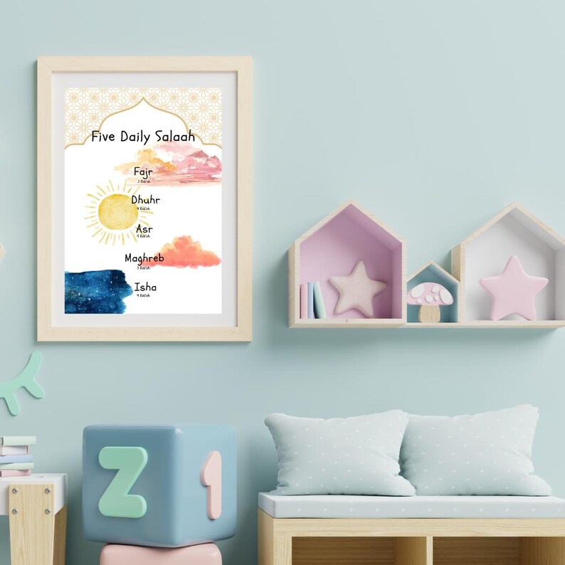 Five Daily Salah Poster | Islamic Kids Prayer Guide | Muslim Children's ...