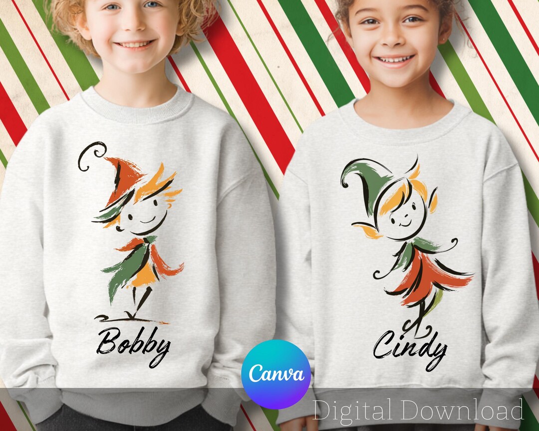 Personalized Christmas Elf Girls Boys PNG | Kids Custom Christmas Elf ...