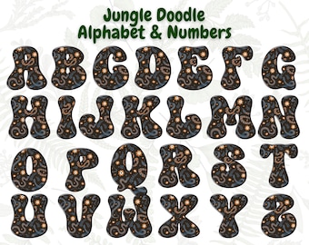 Jungle Alphabet & Numbers 6 | Doddle Letters | PNG Alphabet | PNG Font ...