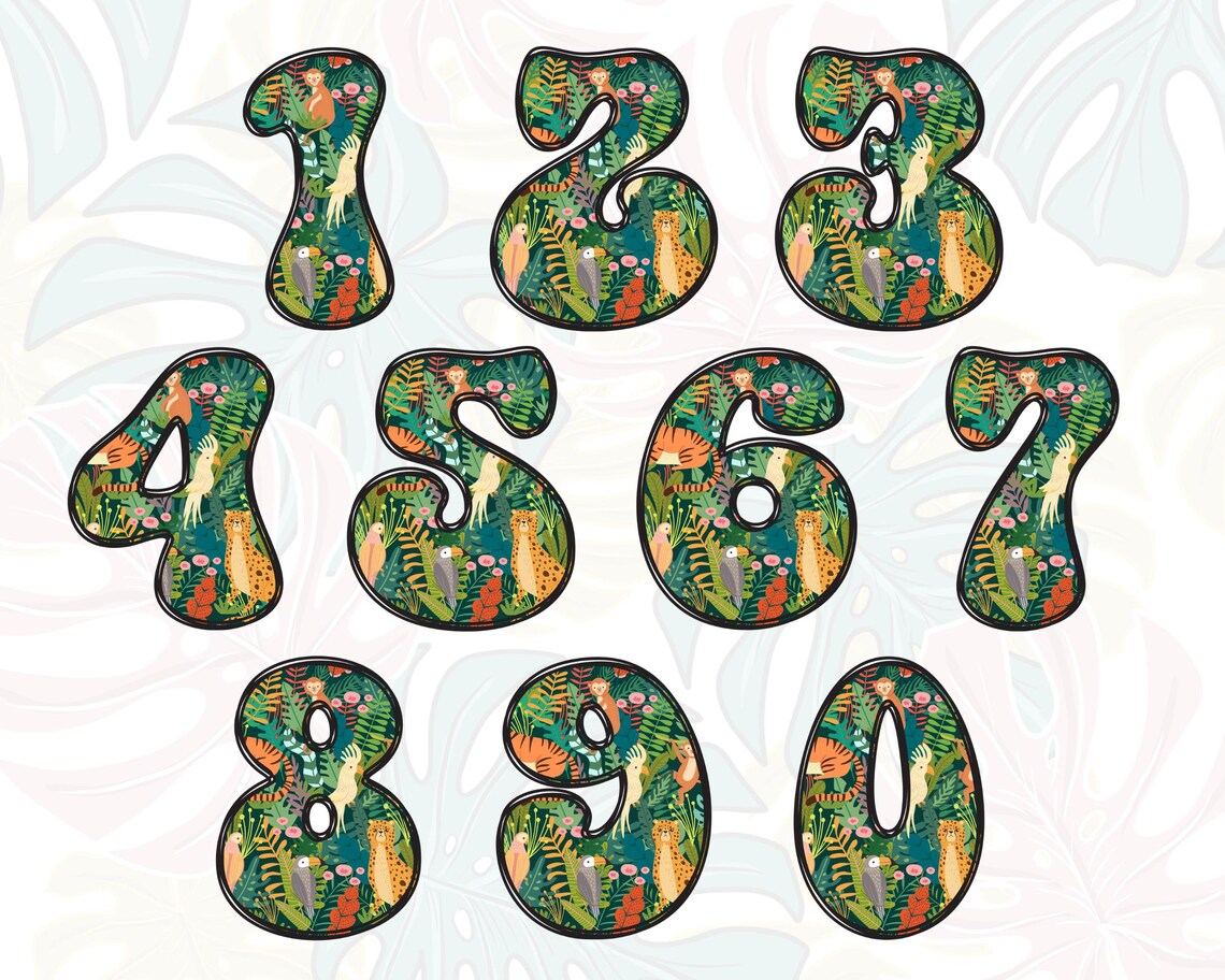 Jungle Alphabet & Numbers Bundle | Doddle Letters | PNG Alphabet | PNG ...