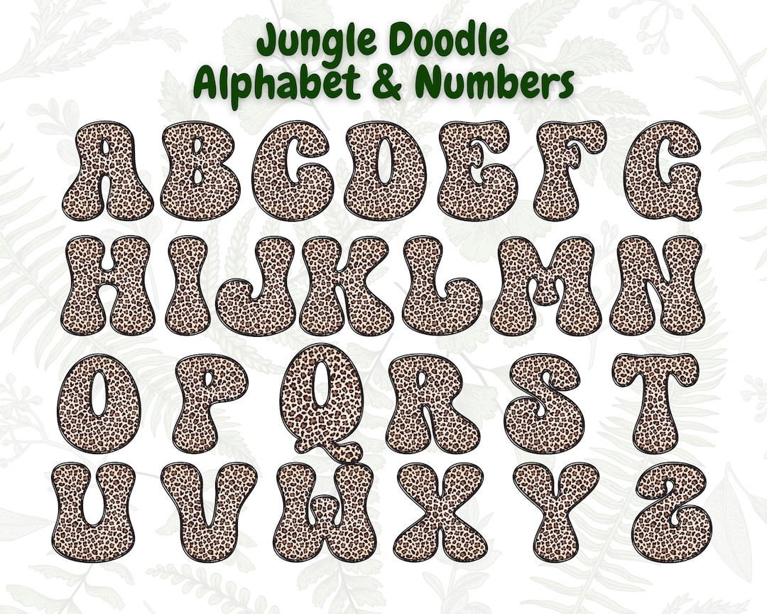 Jungle Alphabet & Numbers 2 | Doddle Letters | PNG Alphabet | PNG Font ...