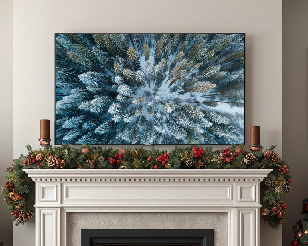 Snowy Pine Forest - TV Art, Samsung Frame TV, Apple TV, Roku, Amazon ...