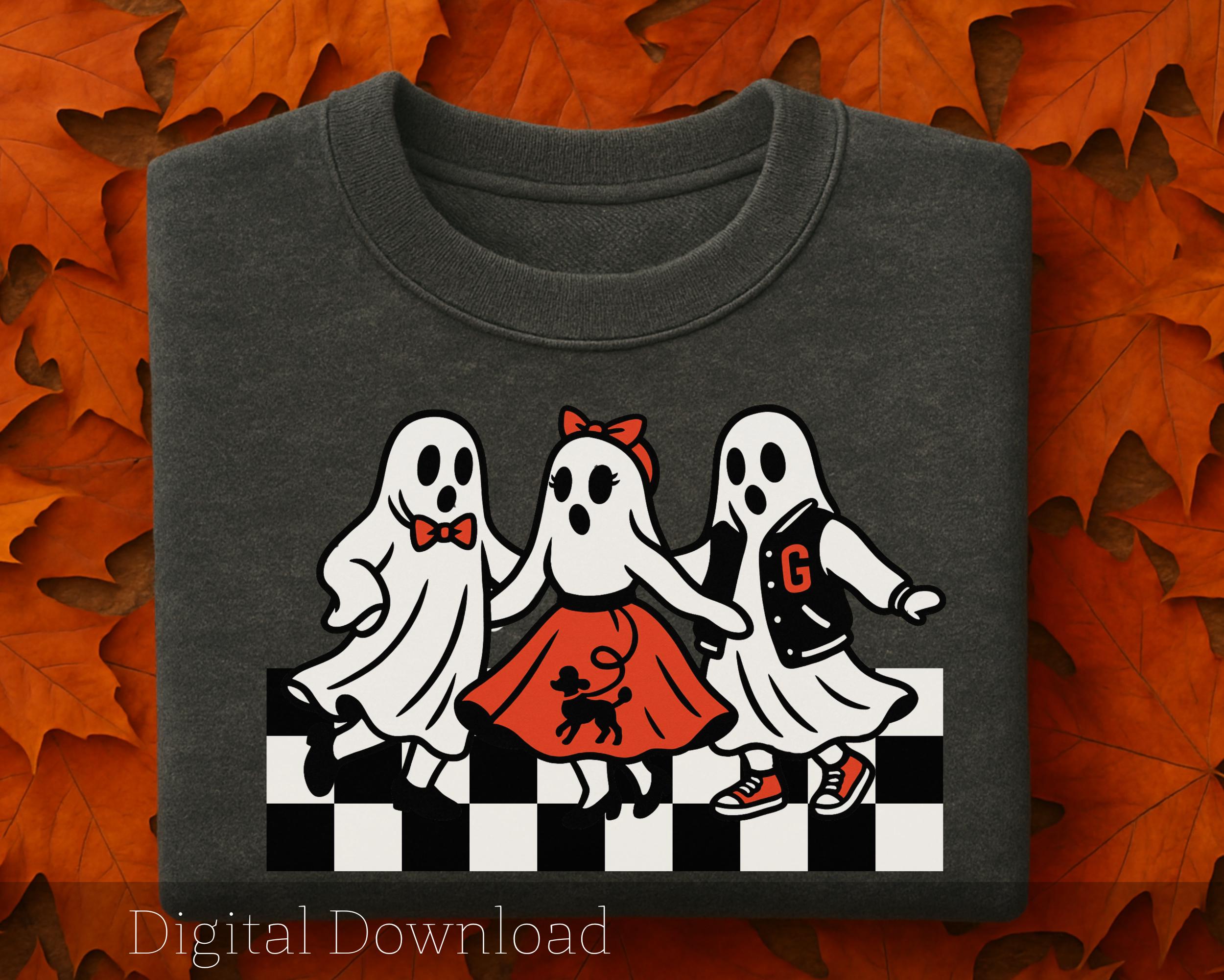 Retro Ghost Sock Hop PNG, Howloween, Halloween PNG, Sublimation PNG ...