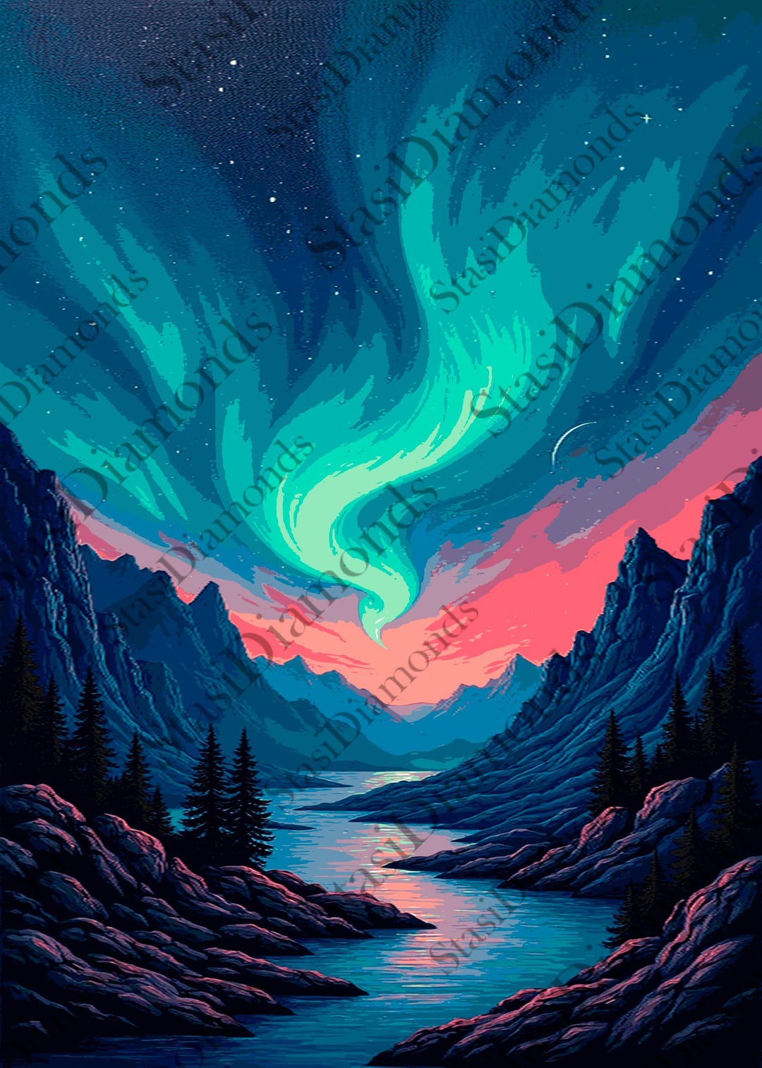 Northern Lights Diamond Painting Pattern - 50x70 Cm - Aurora Borealis ...