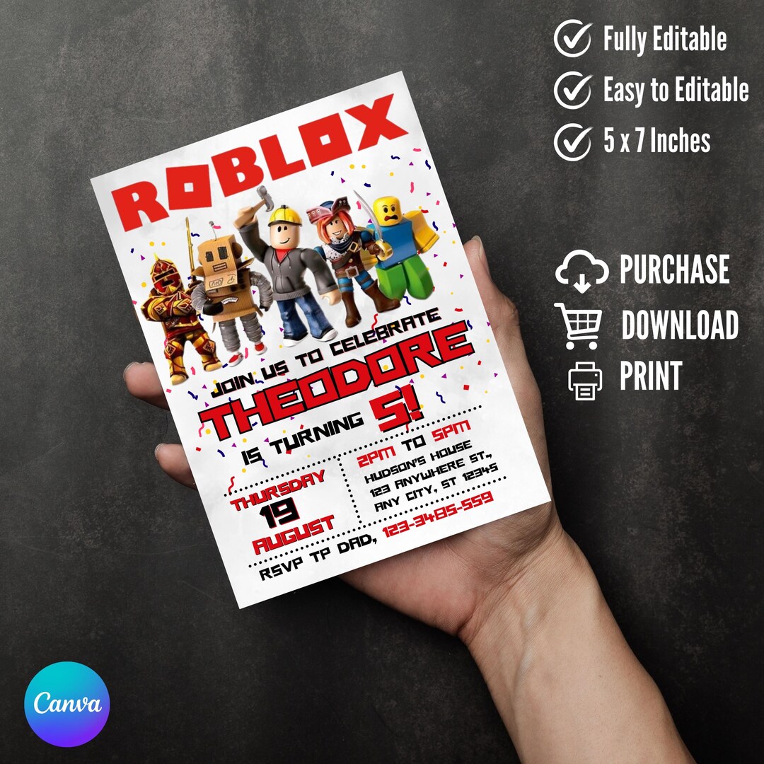 Roblox Invitation, Roblox Invite, Game Party, Roblox Boy Birthday ...